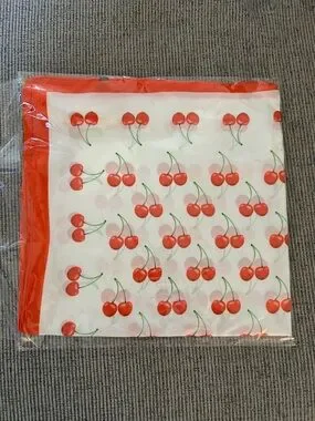 None | Accessories | Cherry Print Square Scarf With Red Border New ...